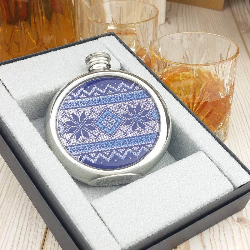 Personalised Fair Isle Christmas Hip Flask with Presentation Box ...