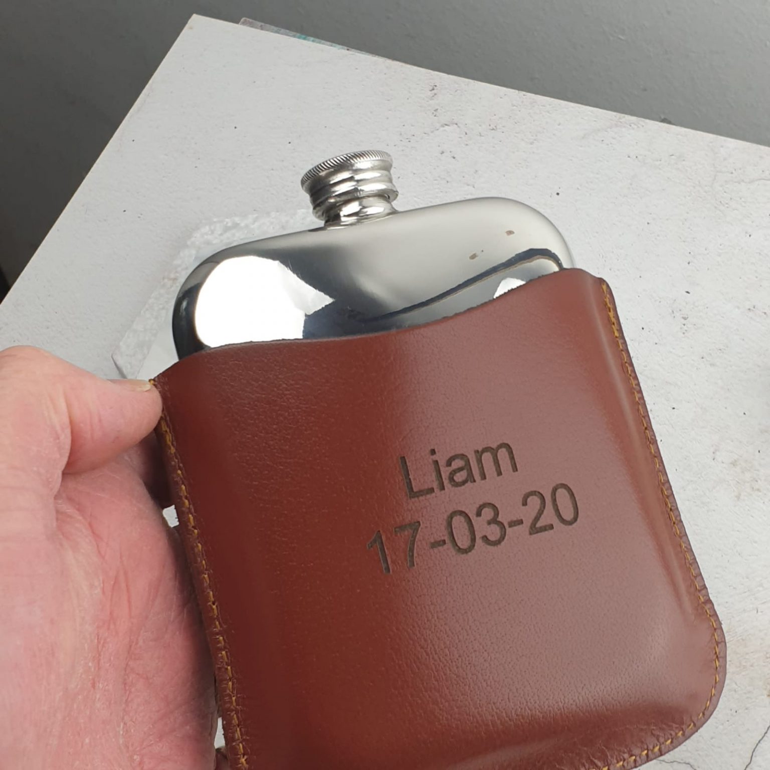 Hip Flask with Personalised Leather Pouch and Free Engraving | FlaskStore